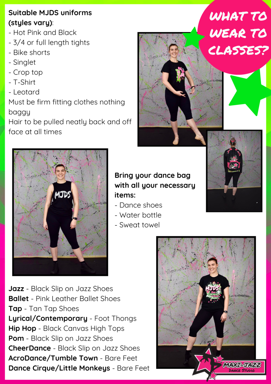 What to Wear to Classes - Maxi-Jazz Dance Studio